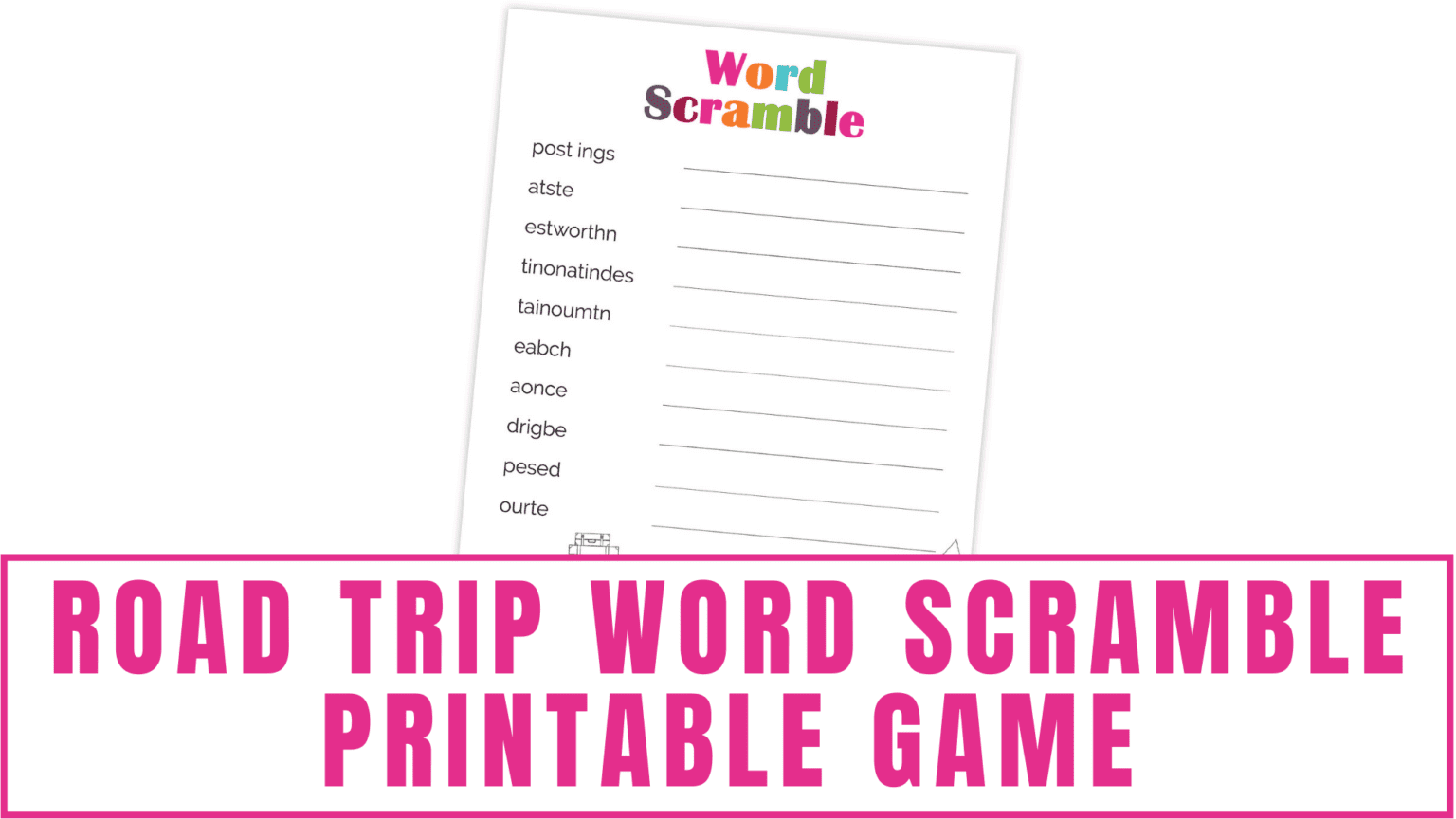 Road Trip Word Scramble Printable Game