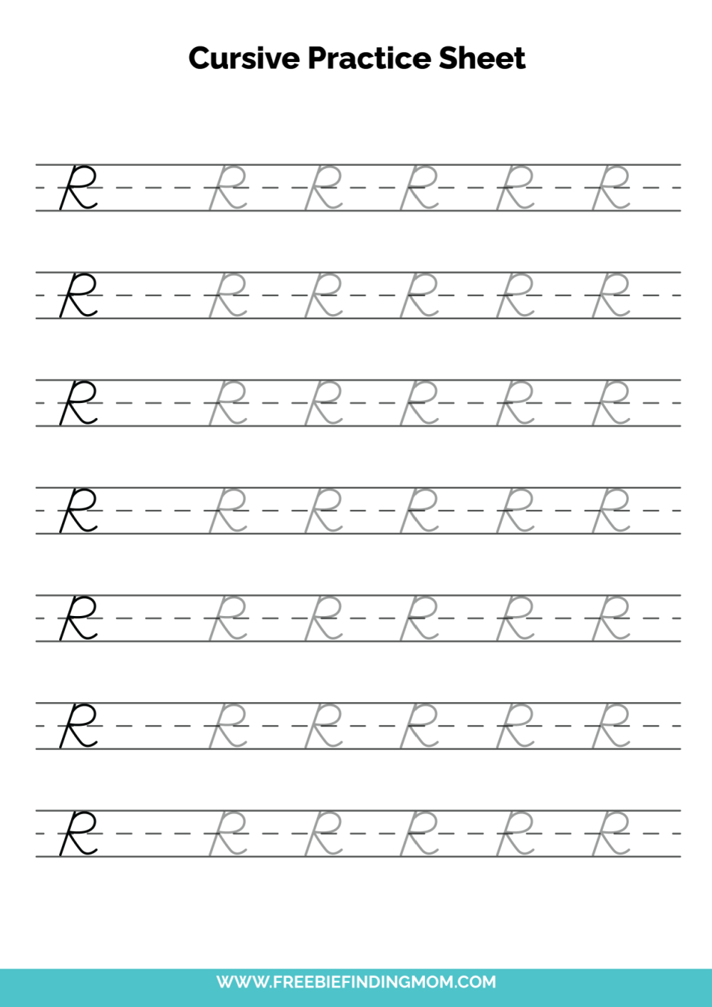 Free Printable Capital Cursive Letter R Practice Sheet PDF Freebie