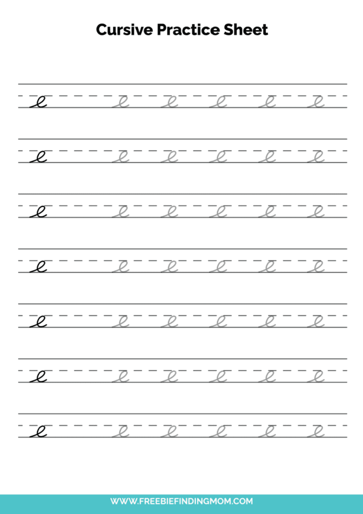 Letter E Cursive Worksheets