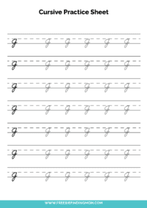 Free Printable Cursive Alphabet Practice Sheets: Lowercase G