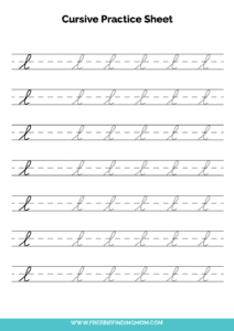 Free Printable Cursive Alphabet Practice Sheets: Lowercase L