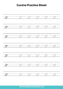 Free Printable Cursive Alphabet Practice Sheets: Lowercase O