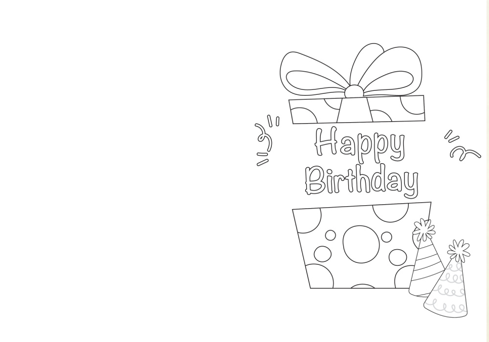 Happy Birthday Card Printable Coloring Foldable Printable Templates Free