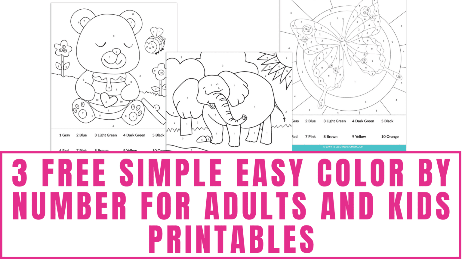 Free Simple Easy Color By Number For Adults and Kids Printables