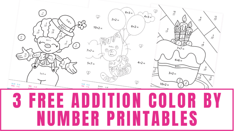 3 Free Addition Color By Number Printables