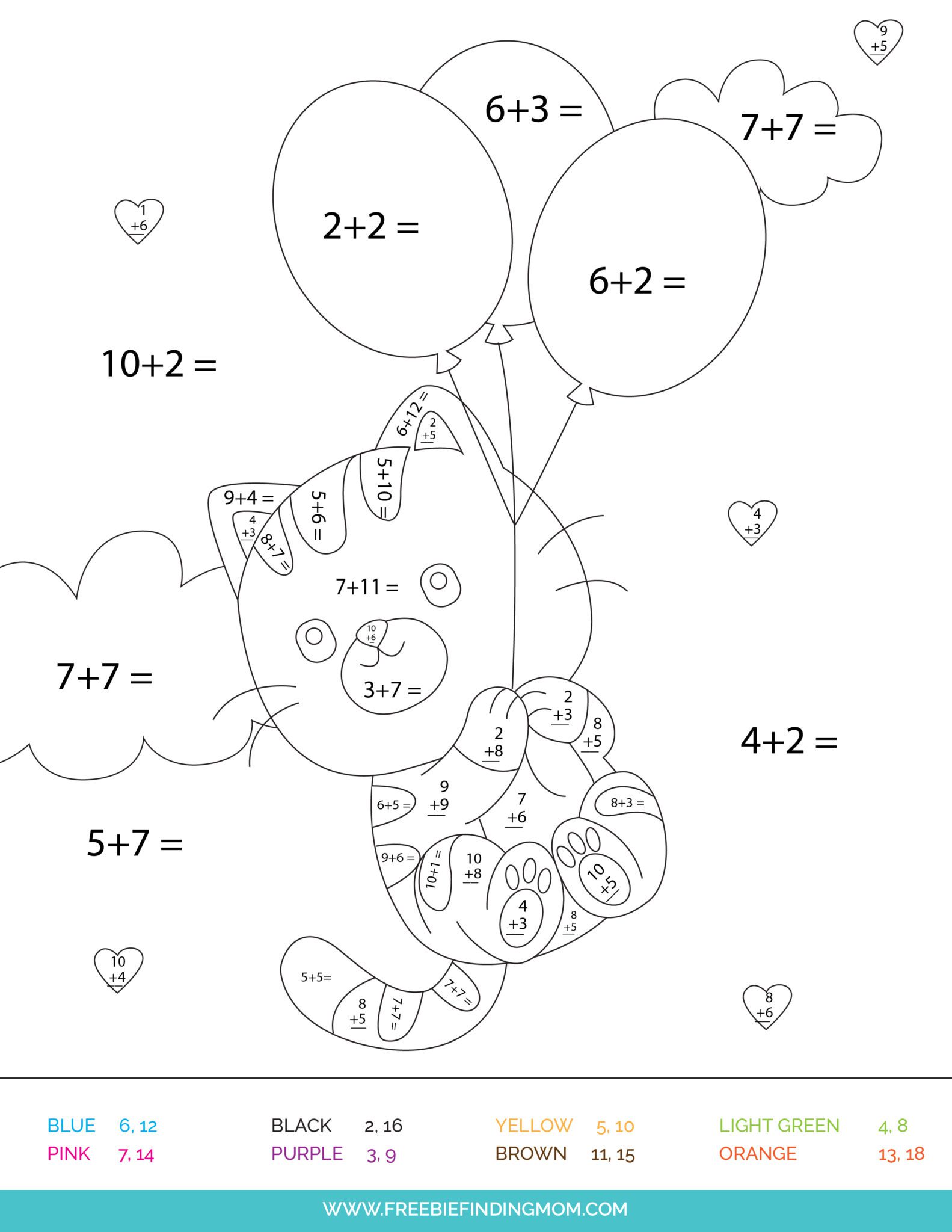 3 Free Addition Color By Number Printables