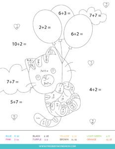 3 Free Addition Color By Number Printables