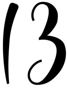 Free Cursive Number 13 Printable