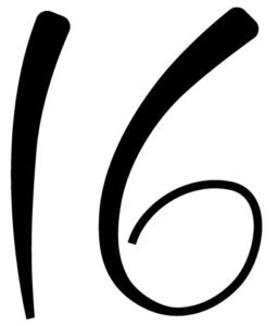 Free Cursive Number 16 Printable