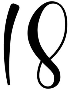 Free Cursive Number 18 Printable