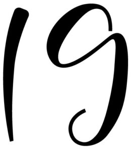 Free Cursive Number 19 Printable
