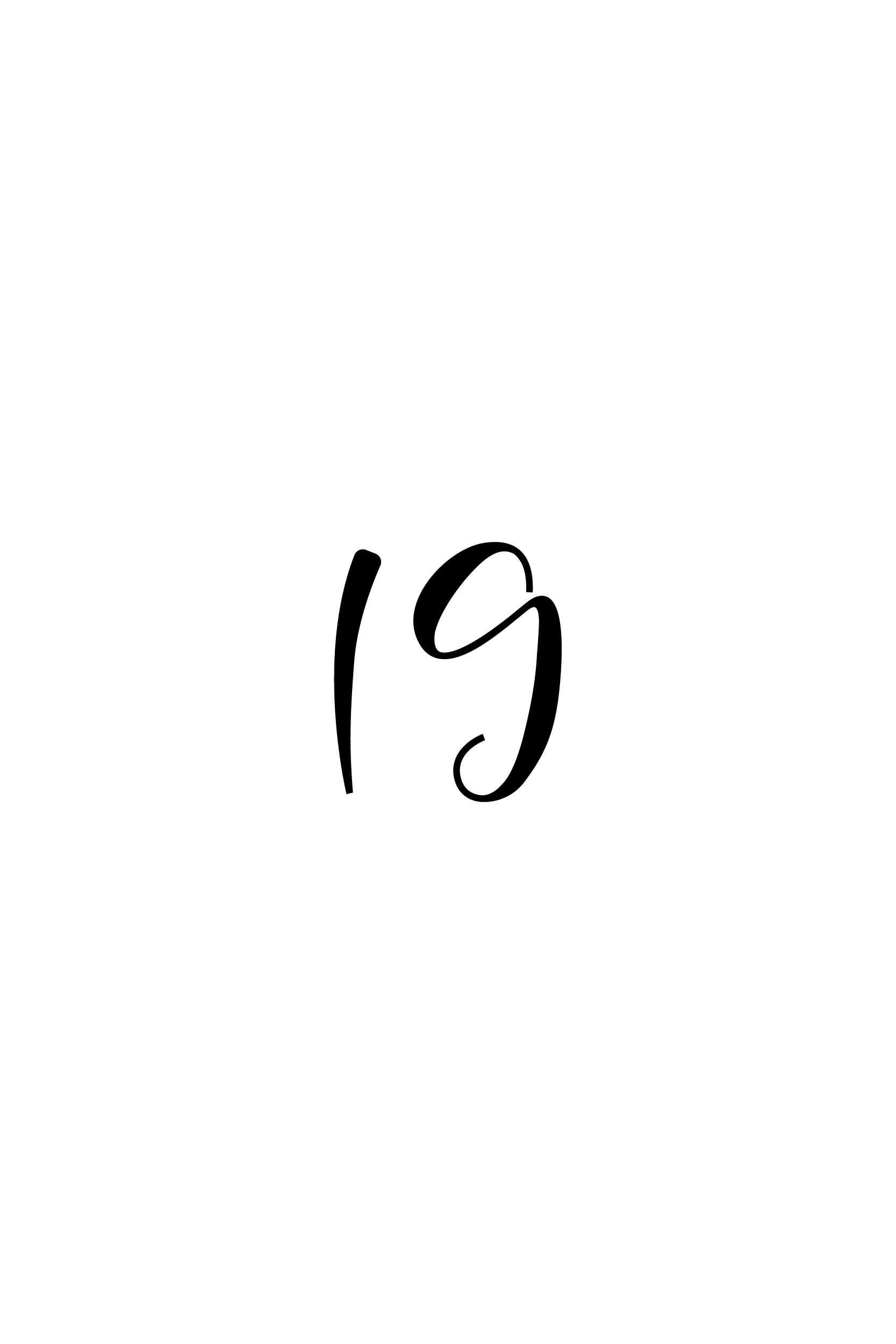 Free Cursive Number 19 Printable
