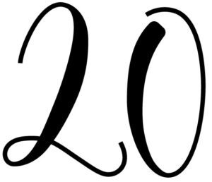 Free Cursive Number 20 Printable