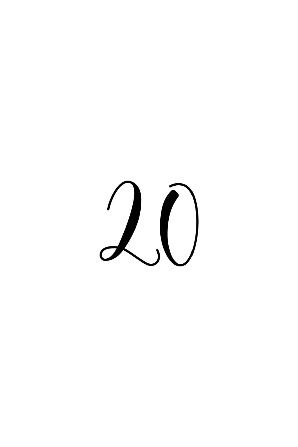 Free Cursive Number 20 Printable