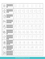 Printable Tracing Numbers Worksheets 1 to 20