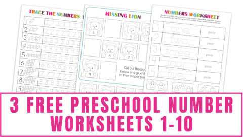3 Free Preschool Number Worksheets 1-10