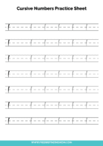 Printable Cursive Writing Practice Sheets PDF: Numbers 1 to 20