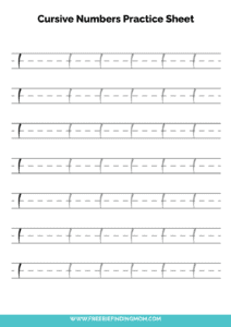 Printable Cursive Writing Practice Sheets PDF: Numbers 1 to 20