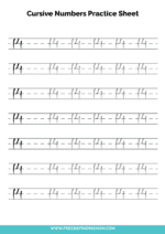 Printable Cursive Writing Practice Sheets PDF: Numbers 1 to 20