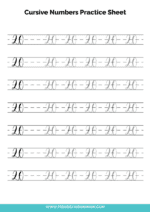 Printable Cursive Writing Practice Sheets PDF: Numbers 1 to 20