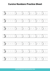 Printable Cursive Writing Practice Sheets PDF: Numbers 1 to 20