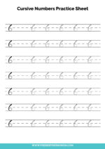 Printable Cursive Writing Practice Sheets PDF: Numbers 1 to 20