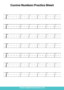 Printable Cursive Writing Practice Sheets PDF: Numbers 1 to 20