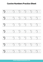 Printable Cursive Writing Practice Sheets PDF: Numbers 1 to 20