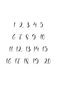Free Printable Cursive Numbers 1-20