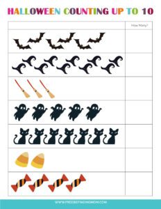 Free Preschool Printable Worksheets: Halloween Math