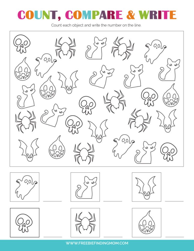 Free Preschool Printable Worksheets: Halloween Math