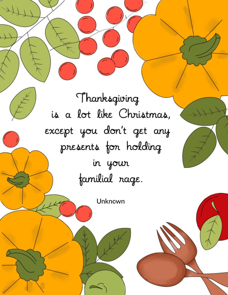 Free Printable Short Funny Thanksgiving Quotes for a Smile