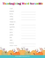 Thanksgiving Games Printable: Word Scramble and Answers