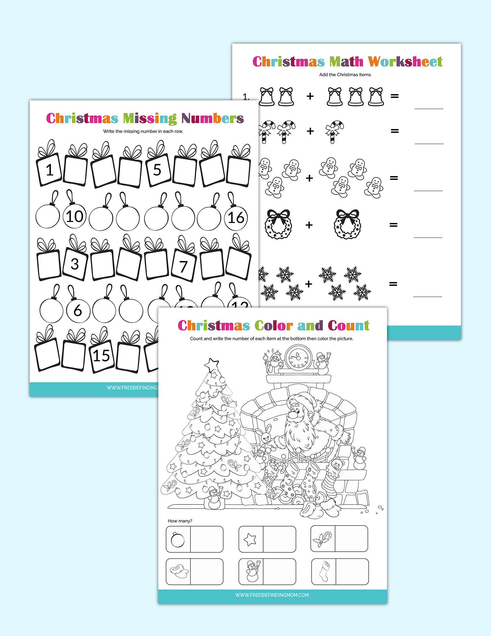 Free Christmas Math Worksheets For Kindergarten PDF Downloads 