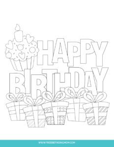 Free Cute Happy Birthday Shapes Coloring Pages Printable