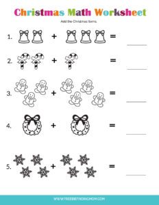 Free Christmas Math Worksheets for Kindergarten (PDF Downloads)