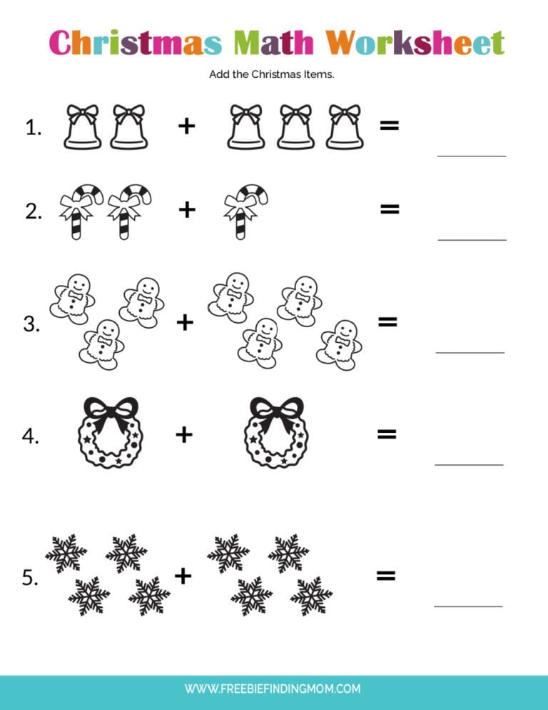 Free Christmas Math Worksheets for Kindergarten (PDF Downloads)