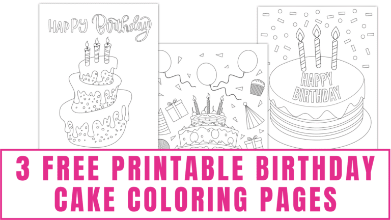 3 Free Printable Birthday Cake Coloring Pages