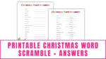 Printable Christmas Activities: Word Scramble and Answers