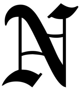 Free Printable Alphabet Letters: Old English Calligraphy Capital N