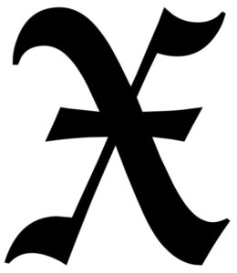 Free Printable Alphabet Letters: Old English Calligraphy Capital X