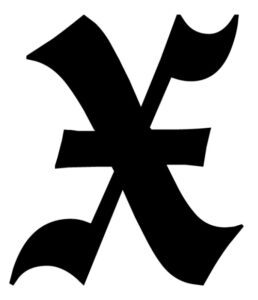 Free Printable Alphabet Letters: Old English Calligraphy Lowercase X