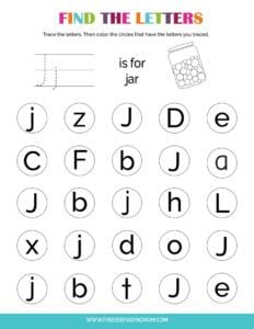 Preschool Printable Worksheets: Letter J