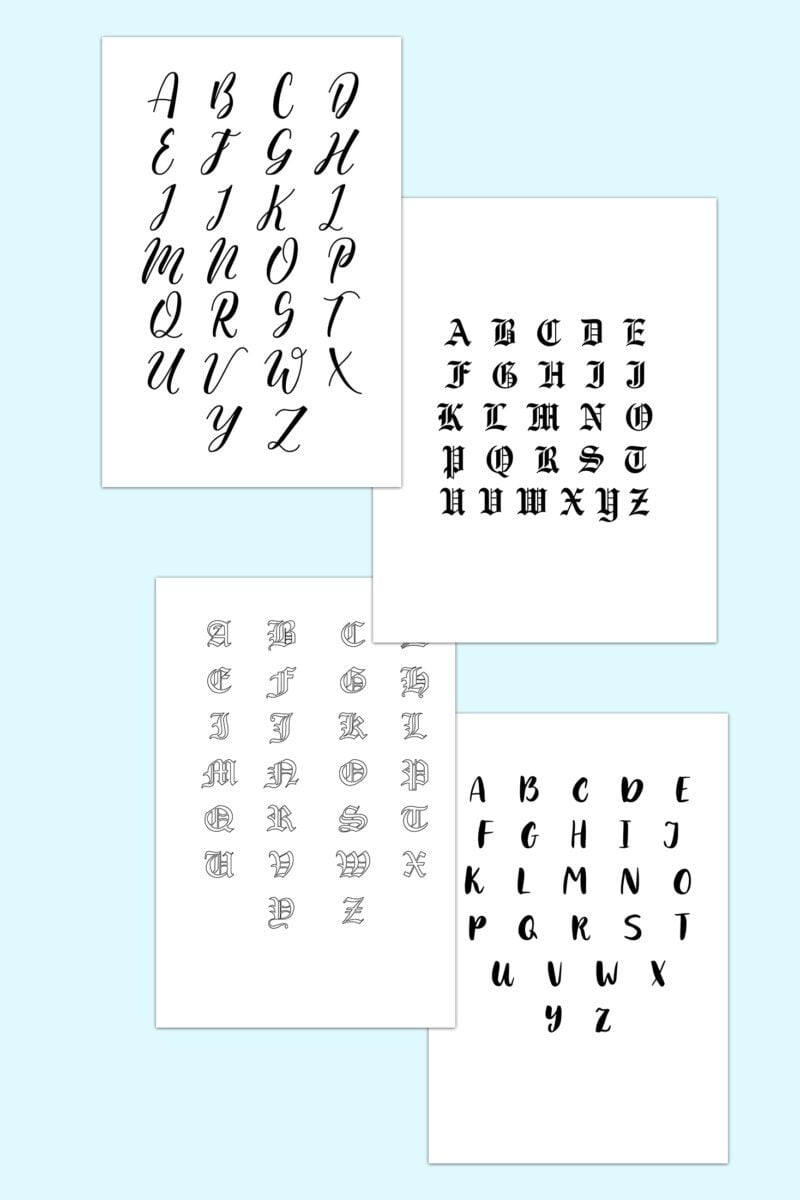 Printable Calligraphy Letters and Numbers