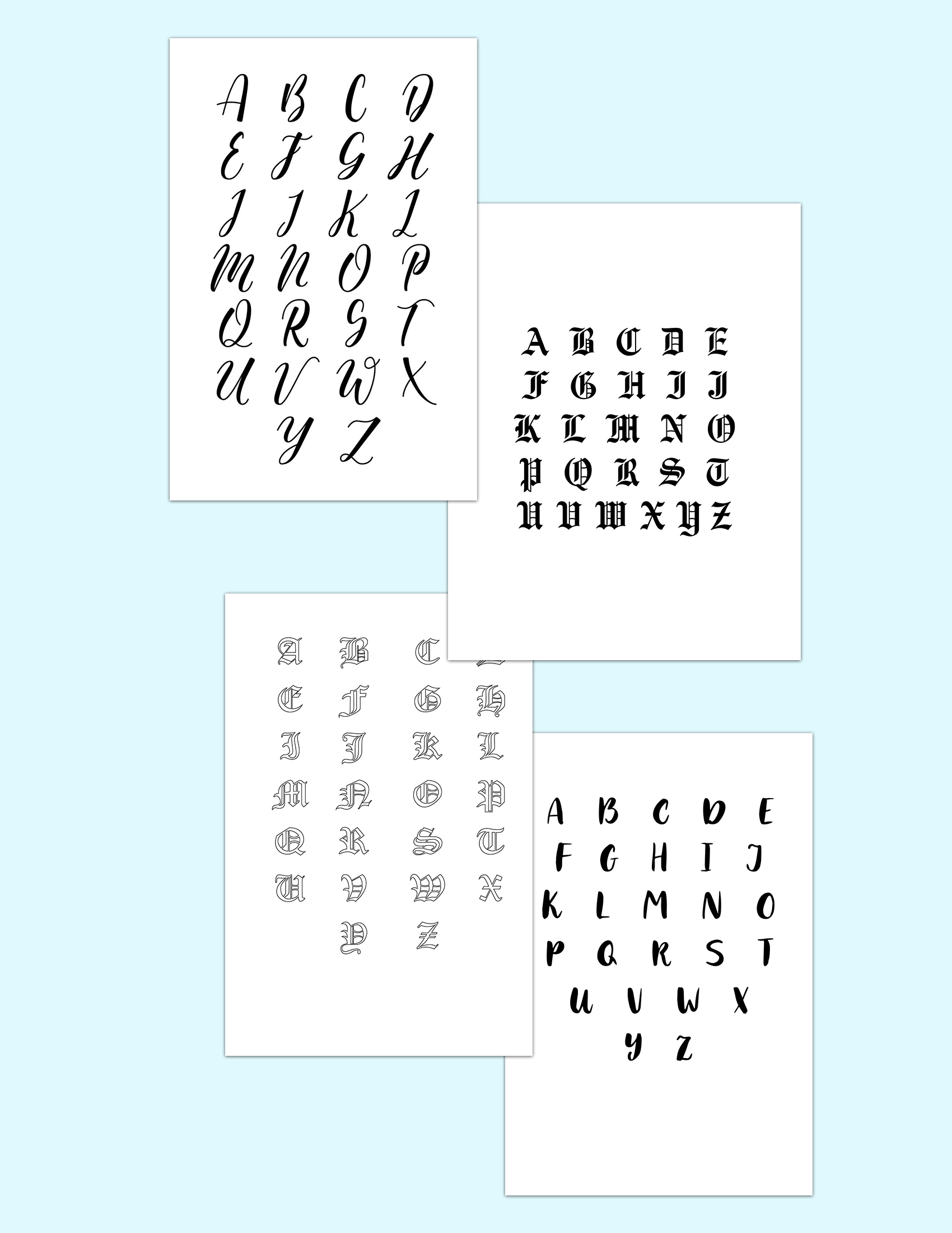 Free Printable Calligraphy Writing Styles