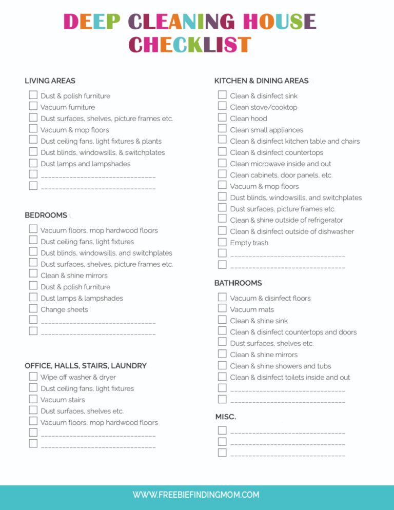 House Deep Cleaning Checklist (PDF Download)