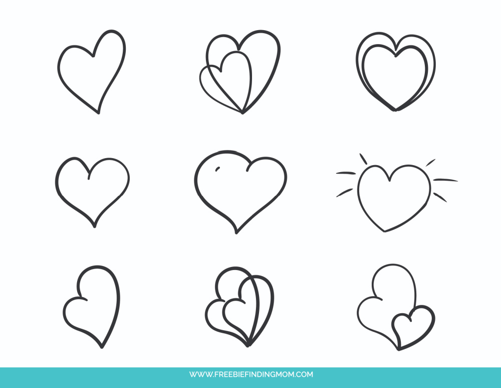 3 Free Printable Cute Heart Drawings 3 Free Printable Cute Heart Drawings
