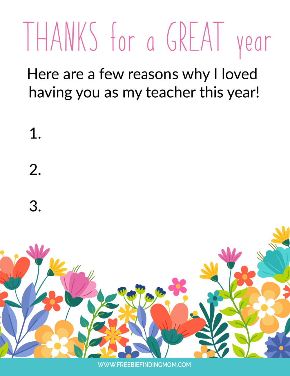Free Thank You Letter to Teacher from Student Printables