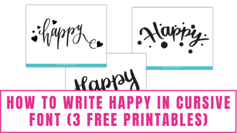 Writing "Happy" with Cursive Letters Printable