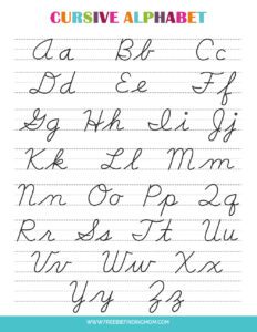Printable Cursive Alphabet Chart PDF (Upper and Lowercase Letters)